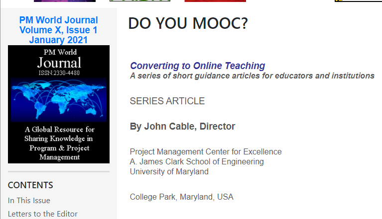 Do You MOOC? | University of Maryland Project Management